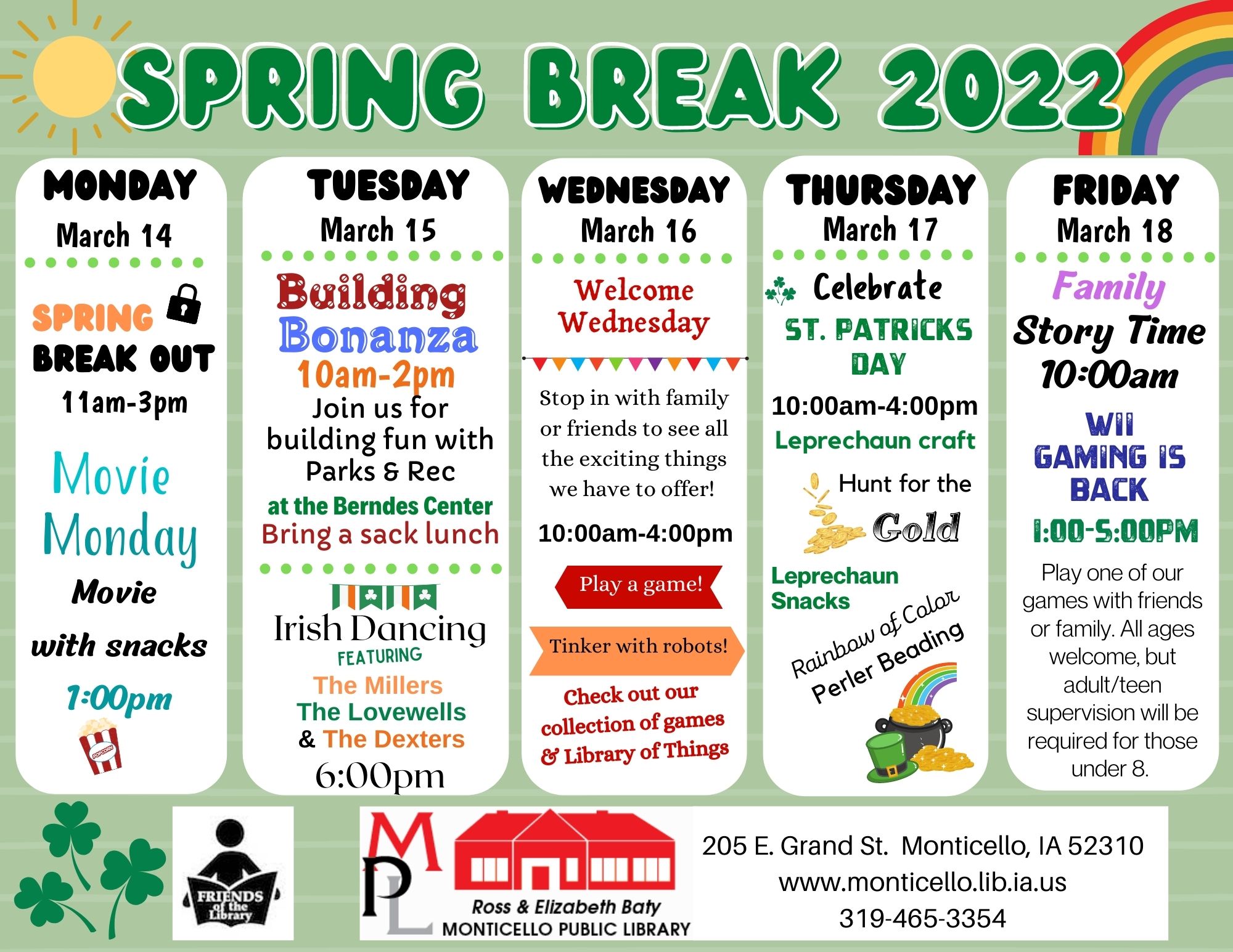 Spring Break Activities Ross Elizabeth Baty Monticello Public Library Spring Break Activities Ross Elizabeth Baty Monticello Public Library
