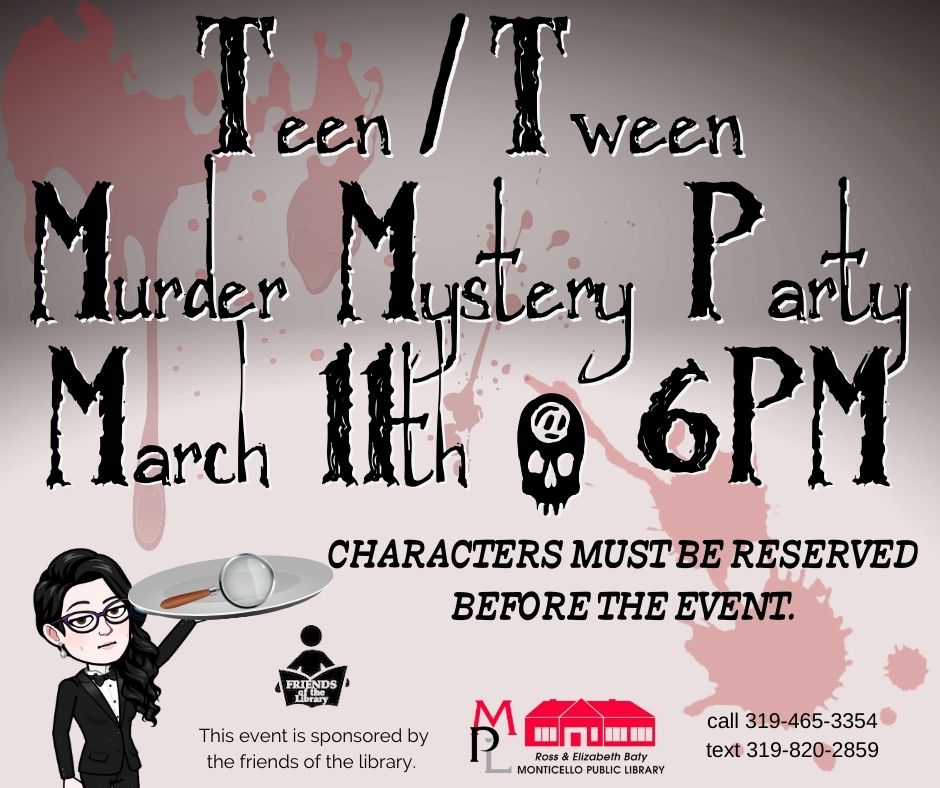 Teen Murder Mystery Party :: Ross & Elizabeth Baty Monticello Public ...